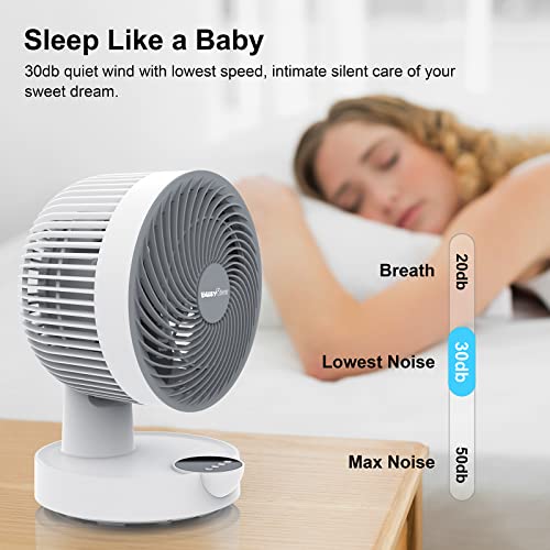 BUSYPIGGY Air Circulation Fan- 8 Inch Desk Fan, Portable Small Fan with 3-Speed Adjustable, Personal Desktop Fan can be Timed, Oscillating Fan with Hook and Remote Control Suitable For Most Scenes