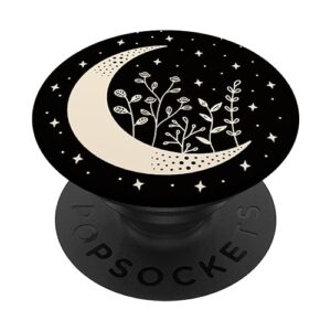 cool galaxy moon space stars sky flower aesthetic black popsockets standard popgrip