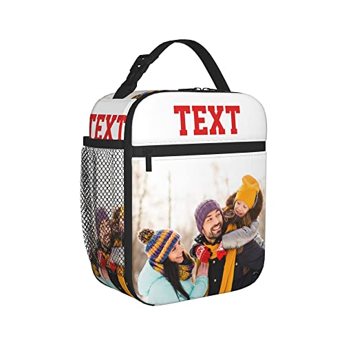 Custom Lunch Bag Box, Personalized Custom Lunch Box with Photo Text, Customized Insulated Lunch Tote Bag for Family Friends, School Office Picnic