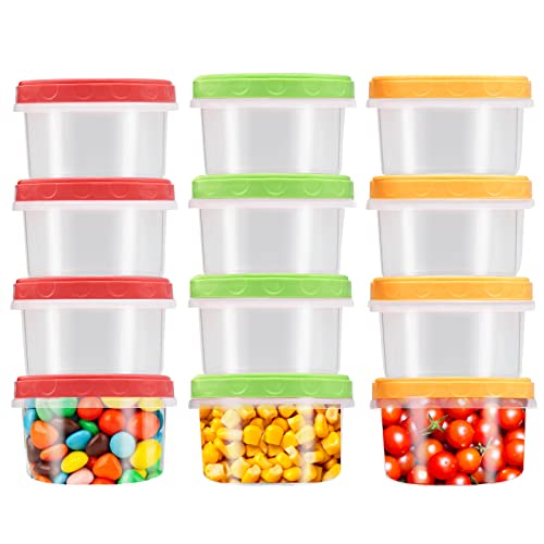 8oz/250ml Small Plastic Containers with screw lid for food kids baby lunch snacks slime cup, Lock in Freshness, Nutrients, & Flavor, Freezer & Dishwasher Friendly (8oz colour 12pcs)