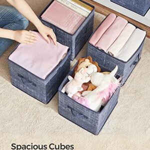 SONGMICS Storage Cubes, 11-Inch Non-Woven Fabric Bins with Double Handles, Set of 6, Closet Organizers for Shelves, Foldable, for Clothes, Misty Blue UROB026I01