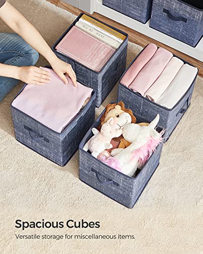 SONGMICS Storage Cubes, 11-Inch Non-Woven Fabric Bins with Double Handles, Set of 6, Closet Organizers for Shelves, Foldable, for Clothes, Misty Blue UROB026I01