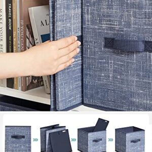 SONGMICS Storage Cubes, 11-Inch Non-Woven Fabric Bins with Double Handles, Set of 6, Closet Organizers for Shelves, Foldable, for Clothes, Misty Blue UROB026I01