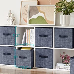 SONGMICS Storage Cubes, 11-Inch Non-Woven Fabric Bins with Double Handles, Set of 6, Closet Organizers for Shelves, Foldable, for Clothes, Misty Blue UROB026I01