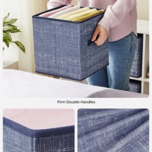 SONGMICS Storage Cubes, 11-Inch Non-Woven Fabric Bins with Double Handles, Set of 6, Closet Organizers for Shelves, Foldable, for Clothes, Misty Blue UROB026I01