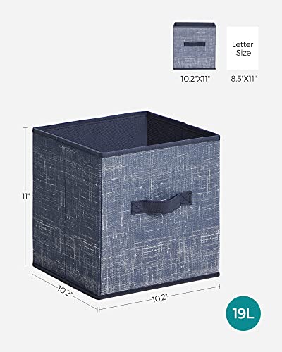 SONGMICS Storage Cubes, 11-Inch Non-Woven Fabric Bins with Double Handles, Set of 6, Closet Organizers for Shelves, Foldable, for Clothes, Misty Blue UROB026I01