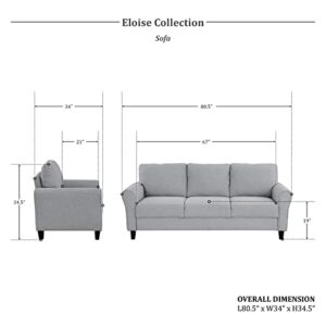 Lexicon Eloise Living Room Sofa, Dark Gray