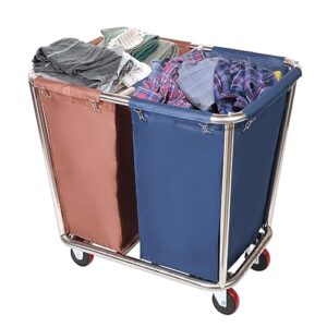 myoyay laundry cart with wheels 350l large laundry sorter 2 section laundry basket with steel frame and removable bag laundry hamper rolling cart for commercial/home/hotel, 35.4" x 25.5" x 32.2 "