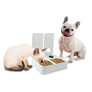 All for Paws Automatic Cat Feeder 2 Meal Dog Feeder, Dry and Wet Food Dispenser with 48-Hour Timer, Ice Pack Included, Dishwasher Safe