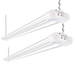 hykolity 2 pack 4ft linkable led shop light for garage, 4400lm, 4ft 42w utility light fixture, 5000k daylight led workbench light with plug, hanging or surface mount, white - etl