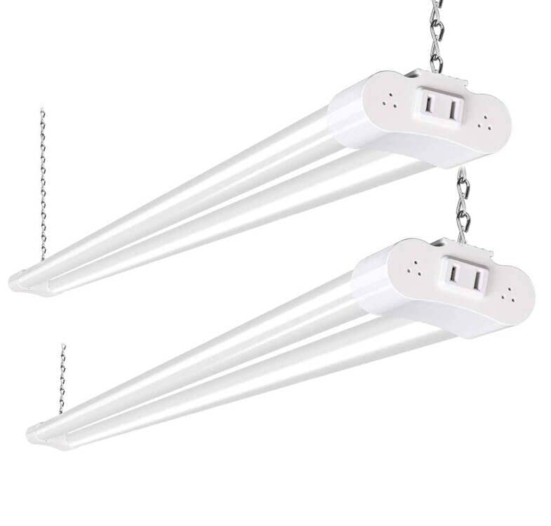 Hykolity 2 Pack 4FT Linkable LED Shop Light for Garage, 4400lm, 4FT 42W Utility Light Fixture, 5000K Daylight LED Workbench Light with Plug, Hanging or Surface Mount, White - ETL