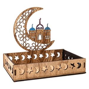 likense ramadan serving tray, wooden eid ramadan mubarak serving tray eid moon star shape pastry tray wood dessert plate table decoration for diy home dessert cupcake rustic biscuit snack