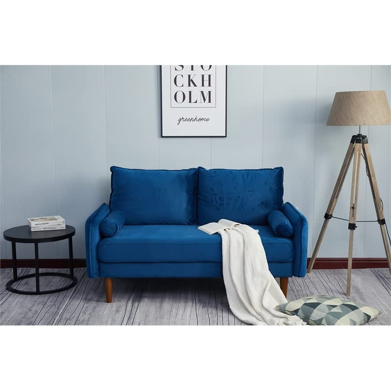 Kingway Furniture Baron Velvet Living Room Loveseat in Blue