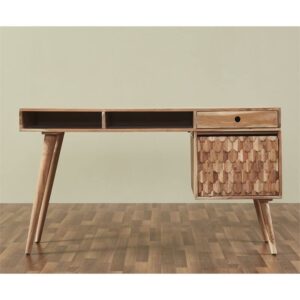 Mod-Arte Modern Wood Honeycomb Office Desk with Storage in Natural