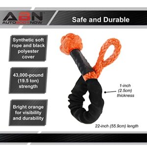 ABN Synthetic Soft Shackles for Tow Straps - 2pk 43,000lb Capacity Towing Strap 22in Recovery Ropes Ties for Off Road