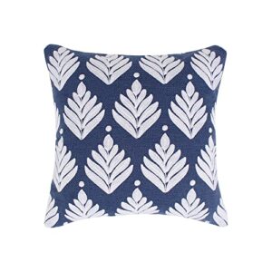 levtex home - vintage blossom - decorative pillow (18x18in.) - embroidered leaves - blue and white