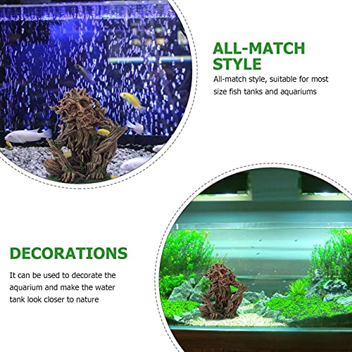 POPETPOP Fish Tank Tree Statue Decorations, Aquarium Décor Ornaments Tree Face Decoration for Fish Tank Resin Lifelike Old Man Sculpture Ornament