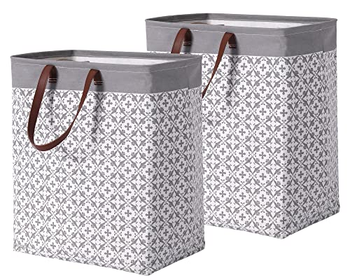 [2 Pack] Laundry Basket, Freestanding Laundry Hamper with Extended Handles, Waterproof Large Waterproof Clothes Hamper Organizer, Collapsible Lightweight Hampers for Laundry, Clothes,Towels, Toys