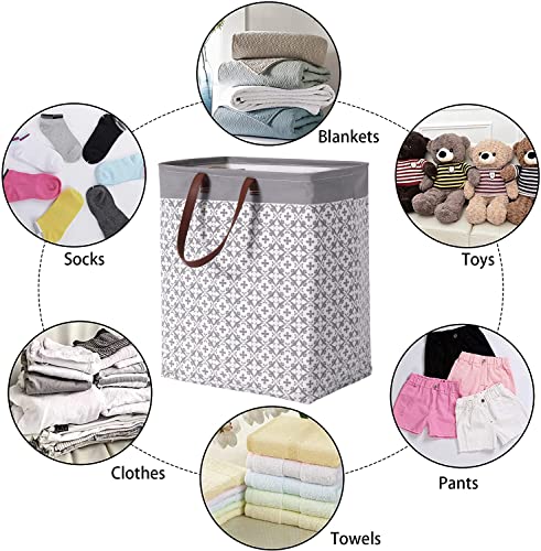 [2 Pack] Laundry Basket, Freestanding Laundry Hamper with Extended Handles, Waterproof Large Waterproof Clothes Hamper Organizer, Collapsible Lightweight Hampers for Laundry, Clothes,Towels, Toys