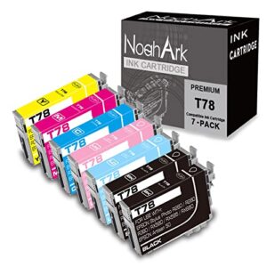 noahark 7 packs t078 remanufactured ink cartridge replacement for epson 78 use for stylus photo r260 r280 r380 rx580 rx595 rx680 printer(2 black,1 cyan,1 magenta,1 yellow,1 light cyan,1 light magenta)