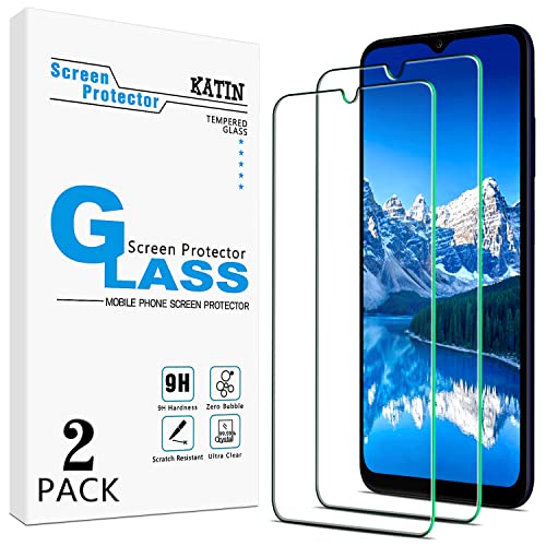 KATIN [2-Pack] Screen Protector For Samsung Galaxy A03s, Galaxy A03 Tempered Glass Anti Scratch, Bubble Free, 9H Hardness, Easy to Install, Case Friendly