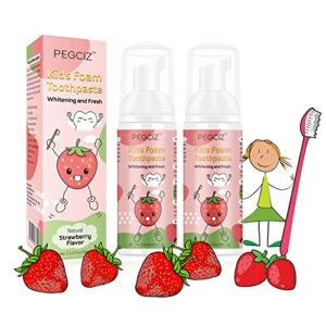 kids foam toothpaste toddler toothpaste with strawberry flavor kids children's toothpaste pump foam toothpaste 2.11 fl oz (2)