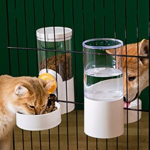 Aquarius CiCi Dog Cage Automatic Feeder Set, Food & Water Dispenser Hanging Bowls for Cage Crate Kennel (White)