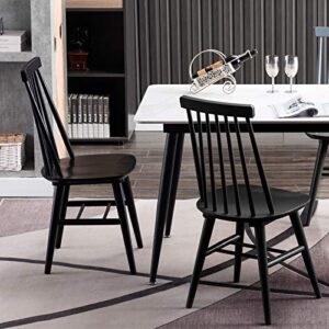 Duhome Dining Chairs Set of 2, Wood Dining Room Slat Back Kitchen Windsor Chairs, Black