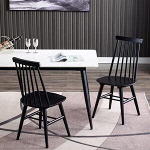 Duhome Dining Chairs Set of 2, Wood Dining Room Slat Back Kitchen Windsor Chairs, Black