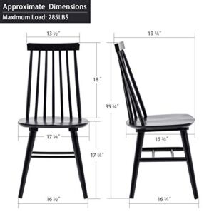 Duhome Dining Chairs Set of 2, Wood Dining Room Slat Back Kitchen Windsor Chairs, Black