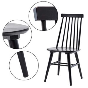 Duhome Dining Chairs Set of 2, Wood Dining Room Slat Back Kitchen Windsor Chairs, Black