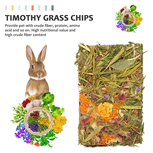 HGPOKLVT Rabbit Chew Toys, Chinchilla Treats for Dental Health, Natural Timothy Hay Chips Chew Treats,Small Animals Snacks for Rabbits, Hamsters, Bunny, Guinea Pig, Chinchillas (Timothy)