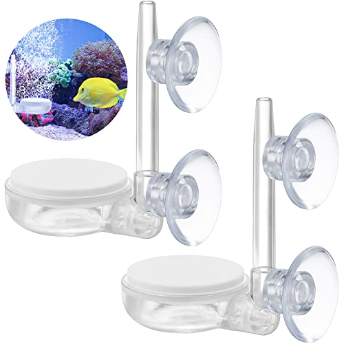 Quiet Aquarium Air Stone Fish Tank 2 Pieces Nano Air Stone Kit Air Pump for Aquarium Fish Tank Air Stone for Aquarium Diffuser with Control Valve and Suckers for Fish Tank and Hydroponic