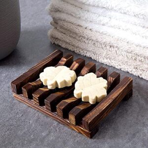 KUFUNG Soap Tray, 2 Pcs Wooden Soap Dish, Soap Case Holder for Bathroom Shower Waterfall Drainer Kitchen, Keep Soap Dry & Easy to Clean