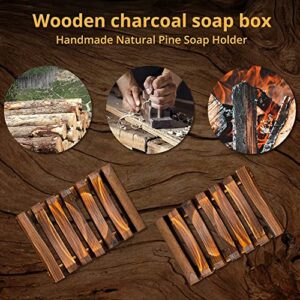 KUFUNG Soap Tray, 2 Pcs Wooden Soap Dish, Soap Case Holder for Bathroom Shower Waterfall Drainer Kitchen, Keep Soap Dry & Easy to Clean