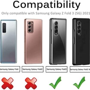 Miimall Compatible for Samsung Galaxy Z Fold 3 Case with Pen Holder, Slim Folding Kickstand Anti-Drop Shockproof Bumper Cover Cases for Galaxy Z Fold 3 5G (Silver)