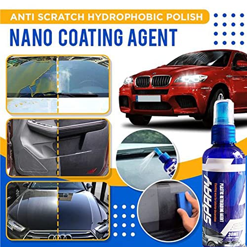 Car Cleaner Spray, Anti Scratch Hydrophobic Polish Nano Coating Agent with Sponge, 9H Super Ceramic Car Coating Hydrophobic Glass Coat for Car Paint Long-Lasting Protection (100ml)