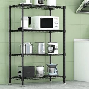 SUOERNUO Wire Shelving Unit 4 Shelf Metal Organizer Wire Rack Large Garage Storage Shelves Heavy Duty Adjustable Unit Rack Utility for Kitchen Bathroom (35.4Lx17.7Wx54.1H) Black