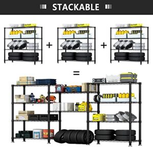 SUOERNUO Wire Shelving Unit 4 Shelf Metal Organizer Wire Rack Large Garage Storage Shelves Heavy Duty Adjustable Unit Rack Utility for Kitchen Bathroom (35.4Lx17.7Wx54.1H) Black