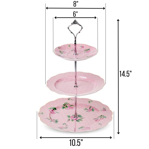 BTaT- Porcelain Dessert Stands, 3 Tier Cake Stand, Cupcake Stand, Floral Cupcake Display Stand, Cupcake Stands for Dessert Table, Tiered Cupcake Stand, Cupcake Tier, Cupcake Holder