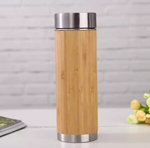 eco friendly bamboo tumbler - tea infuser and strainer | water coffee and tea bottle | stainless steel thermos | vacuum insulated travel tea gift | biodegradable | by greenro anz