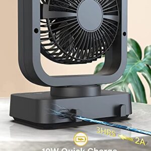 16 Inch Desk Fan, 5000mAh Battery Operated Fan ,Oscillation Tower Fan with Remote, Portable Rechargeable Table Fan with 2 Fan Heads, 270° Oscillation Personal Fan for Bedroom Office Camping Travel