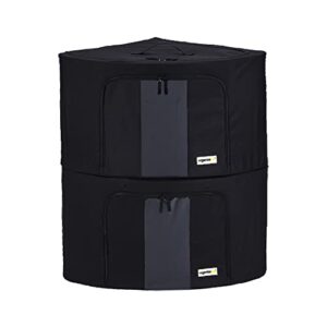 foldable clothes storage bag organizer corner pop up bins strong handle quality fabric for collapsible closet boxes 2 pack (large, black)