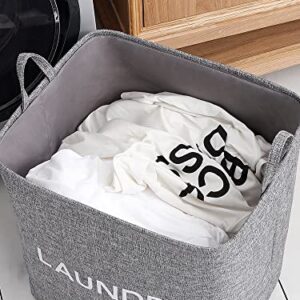 Laundry basket Household folding laundry basket clothing quilt storage basket bedside clothes bathroom laundry bag, Grey, 50*40*50 cm, BY-81