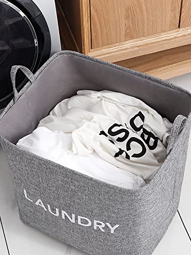 Laundry basket Household folding laundry basket clothing quilt storage basket bedside clothes bathroom laundry bag, Grey, 50*40*50 cm, BY-81