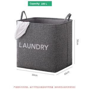 Laundry basket Household folding laundry basket clothing quilt storage basket bedside clothes bathroom laundry bag, Grey, 50*40*50 cm, BY-81