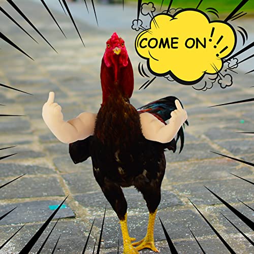 FUAMEY Muscle Chicken Arms Toys for Chickens to Wear, Funny Costume Fist Fighting Arms Toy for Pet Prank Themed Party, Artificial Arms Costume Cosplay for Chickens Rooster Hens