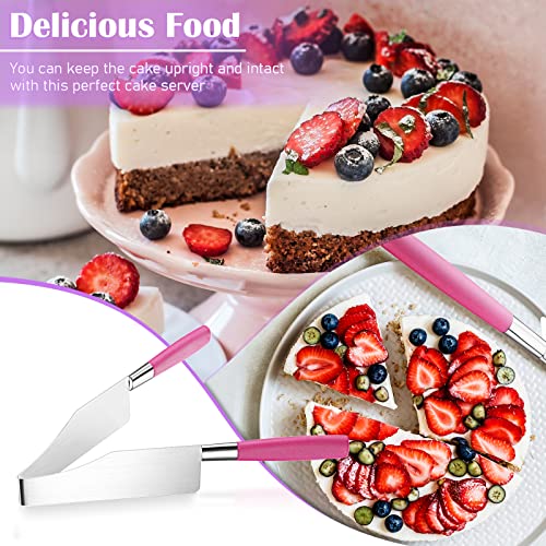 Cake Slicer Cutter Stainless Steel Cake Server Professional Cake Cutter Tongs Baking Cake Slice Device Metal Pie Knife Cake Lifter Tools Desserts Pastry Bread Pizza Devider Slicer (Rose Red,2 Pieces)