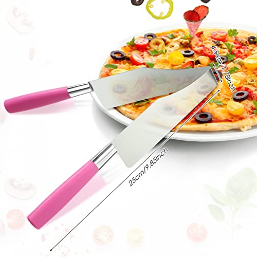 Cake Slicer Cutter Stainless Steel Cake Server Professional Cake Cutter Tongs Baking Cake Slice Device Metal Pie Knife Cake Lifter Tools Desserts Pastry Bread Pizza Devider Slicer (Rose Red,2 Pieces)