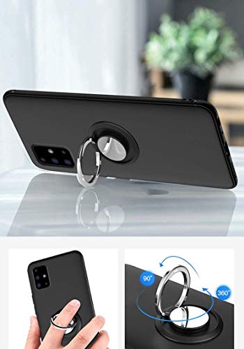 FaDream for Schok Volt SV55 SV55216 Case, Anti-Vibration and Anti-Fall Soft TPU Protective Cover+360 ° Magnetic Rotating Bracket with Tempered Glass Screen Protector (Black)